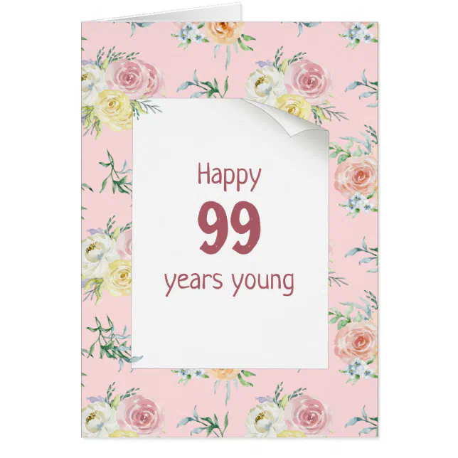 Watercolor Rose 99th Birthday Card | Zazzle