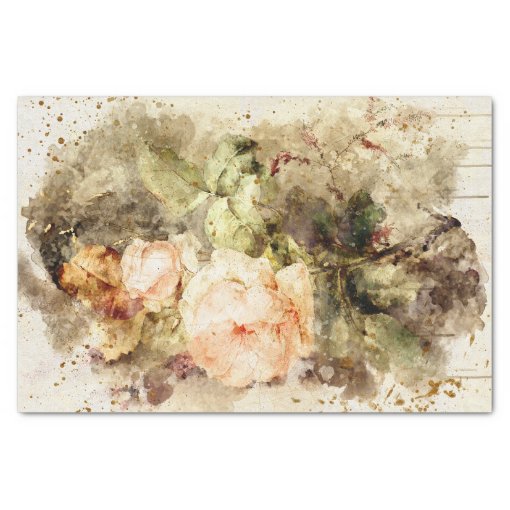 Watercolor Rose Tissue Paper | Zazzle