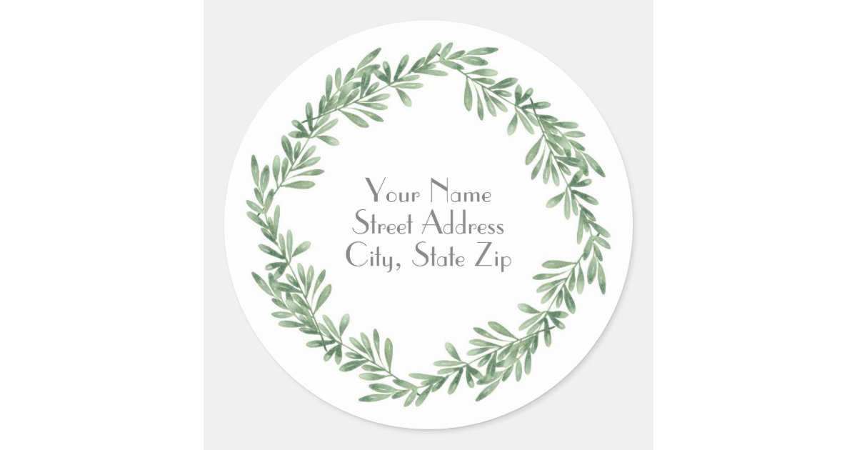 Watercolor Rosemary Wreath Classic Round Sticker | Zazzle