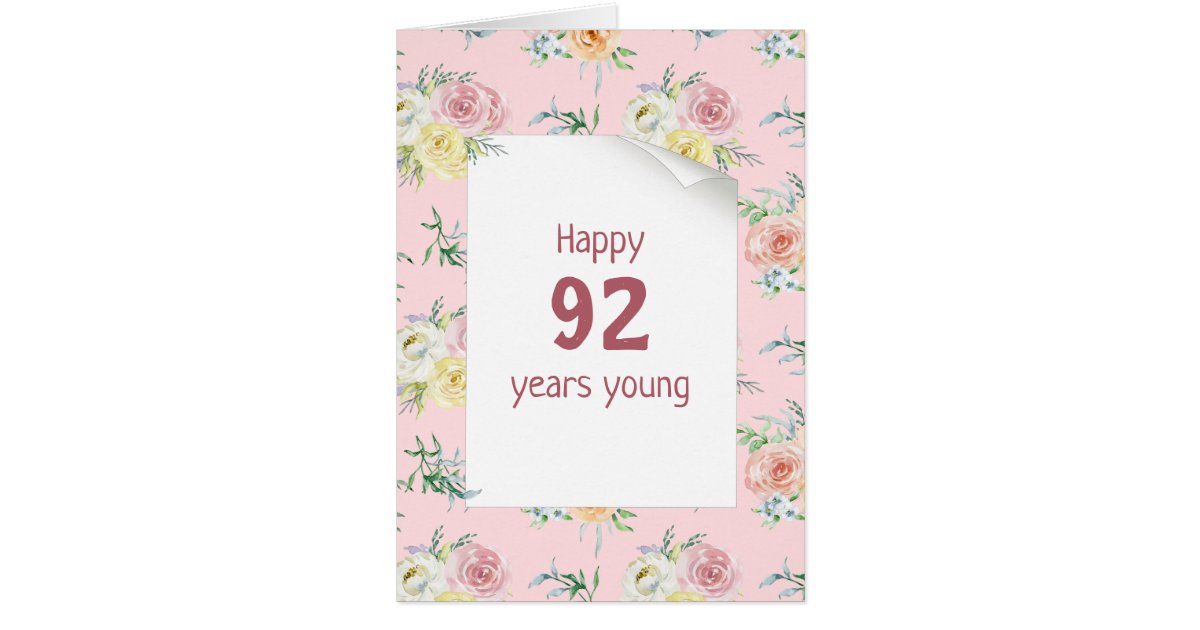 Watercolor Roses 92nd Birthday | Zazzle