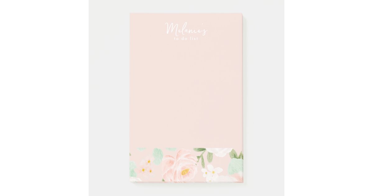 Watercolor Roses Flowers in Pink and Peach Post-it Notes | Zazzle