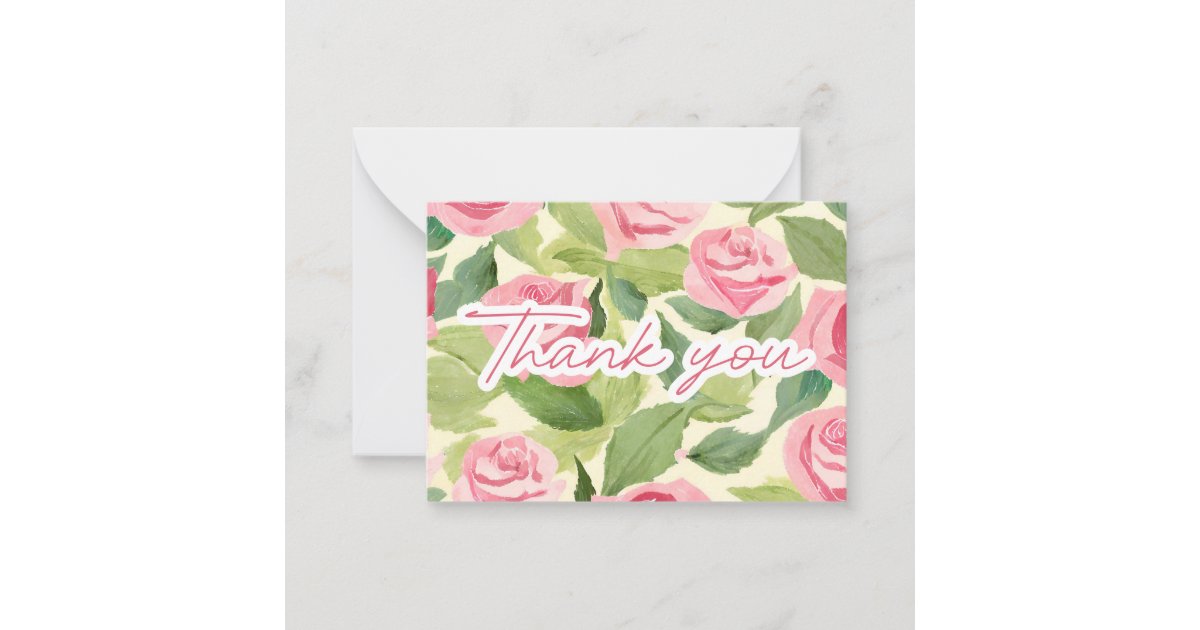 Watercolor Roses of Gratitude Thank You Note Card | Zazzle