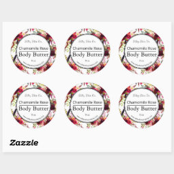 Watercolor Roses On White Body Butter Labels | Zazzle