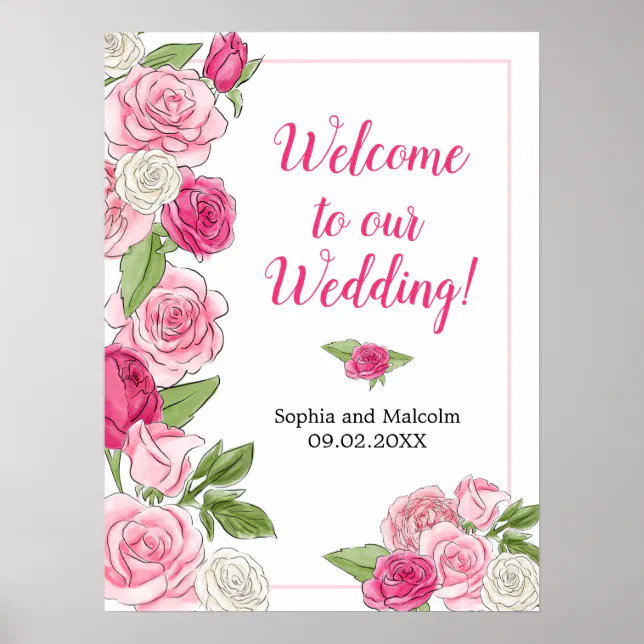 Watercolor Roses Party Special Event Poster | Zazzle