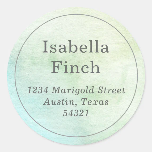Watercolor Round Address Label | Zazzle