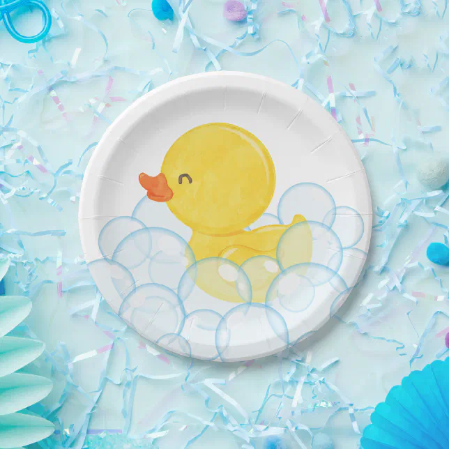 Watercolor Rubber Duck Party Paper Plates | Zazzle