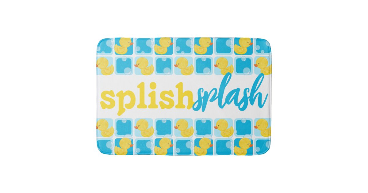 Watercolor Rubber Duck Splish Splash Checkered Bath Mat | Zazzle