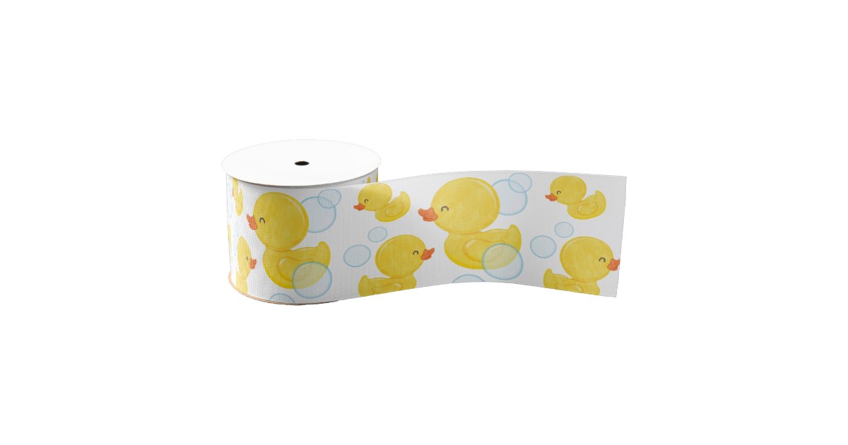 Watercolor Rubber Ducky Grosgrain Ribbon | Zazzle
