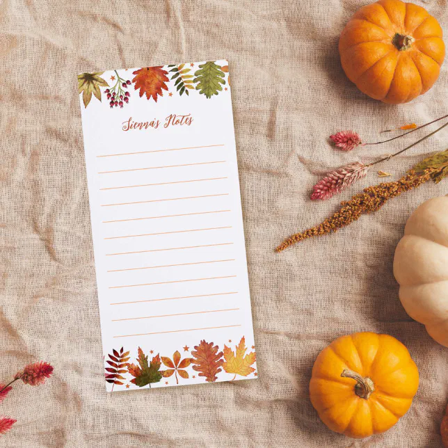 Watercolor Rustic Autumn Fall Leaves Magnetic Notepad | Zazzle