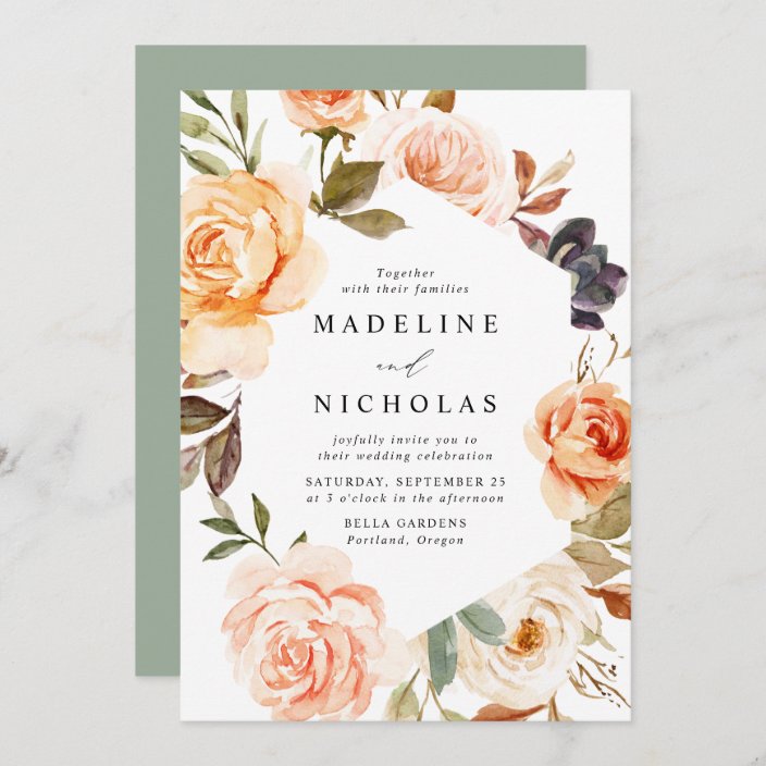 Watercolor Rustic Fall Floral Invitation | Zazzle