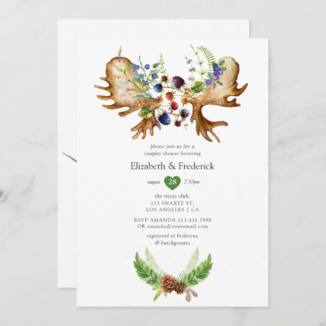 Watercolor Rustic Forest Couples Shower Invitation | Zazzle