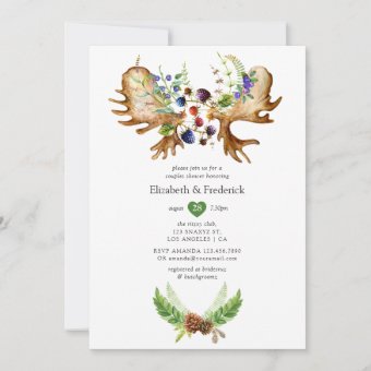 Watercolor Rustic Forest Couples Shower Invitation | Zazzle