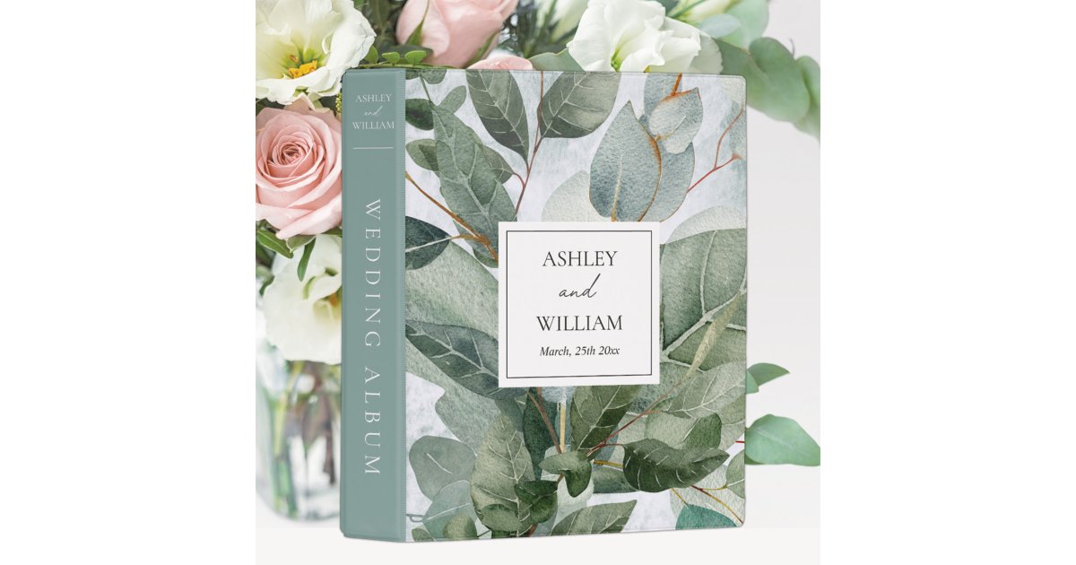 Watercolor Rustic Greenery Sage Wedding Album Mini Binder | Zazzle
