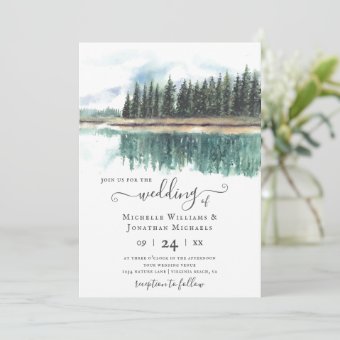 Watercolor Rustic Lake | Mountain Lake Wedding Invitation | Zazzle