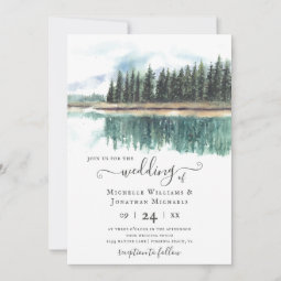 Watercolor Rustic Lake | Mountain Lake Wedding Invitation | Zazzle