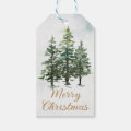 Watercolor Rustic Woodland Pine Trees Christmas Gift Tags | Zazzle