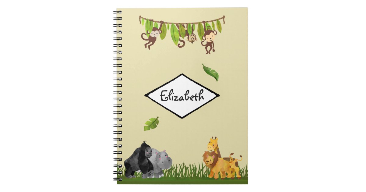 Watercolor Safari Jungle Animal Illustration Notebook | Zazzle