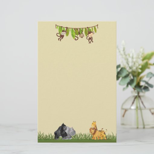 Watercolor Safari Jungle Animal Illustration Stationery | Zazzle