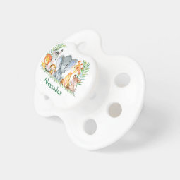 Watercolor Safari Jungle Baby Animals Pacifier | Zazzle