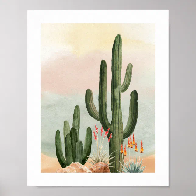 Watercolor Saguaro Cactus Nursery Poster | Zazzle