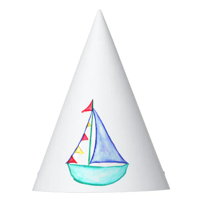 Watercolor Sailboat Party Hat | Zazzle