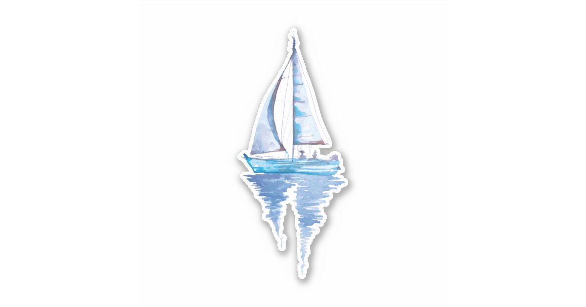 Watercolor Sailboat Sticker | Zazzle