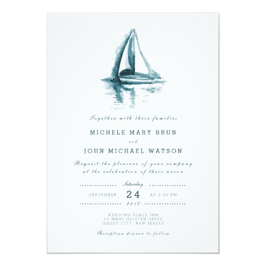 Watercolor Sailing Boat Wedding Invitation | Zazzle.com