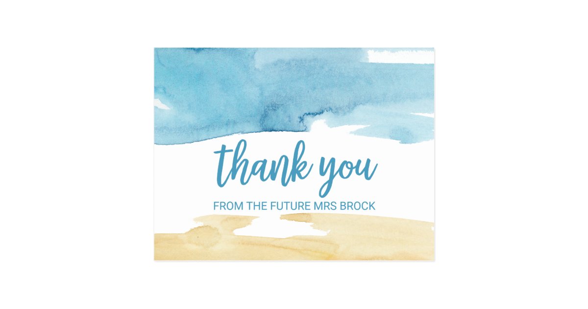 Watercolor Sand and Sea Thank You Postcard | Zazzle.com
