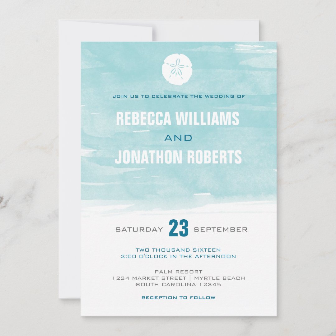 Watercolor Sand Dollar Invitation | Zazzle
