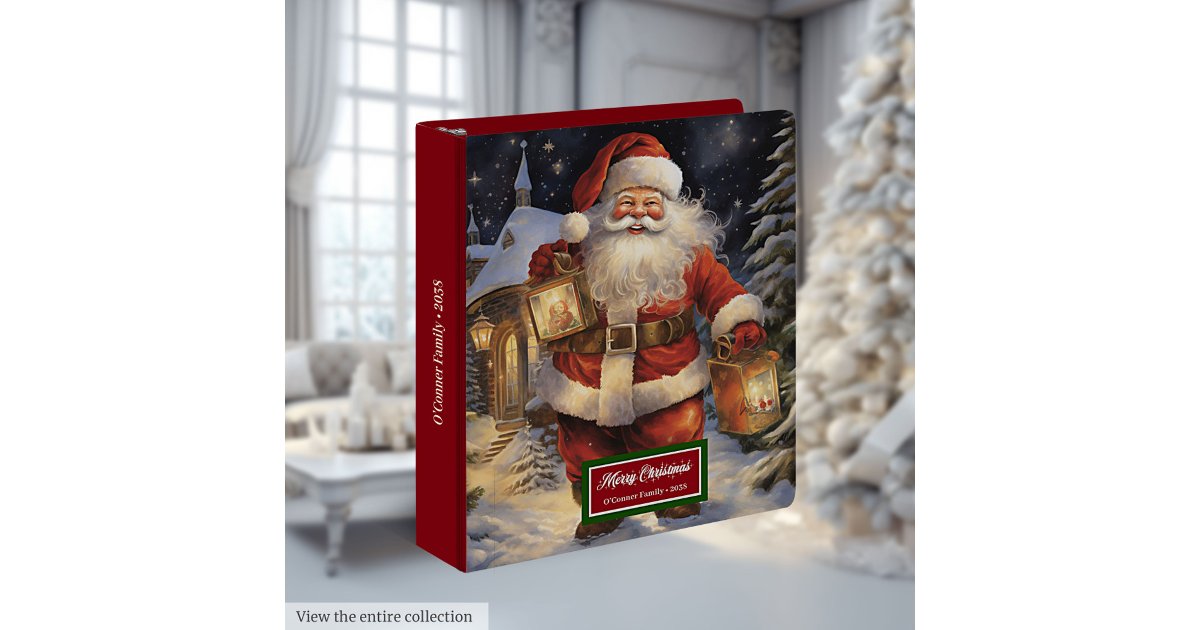 Watercolor Santa Claus Binder Elegant Holiday | Zazzle