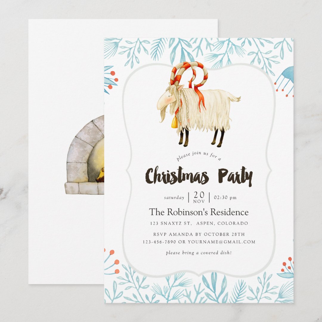 Watercolor Scandinavian Christmas Party Invitation | Zazzle