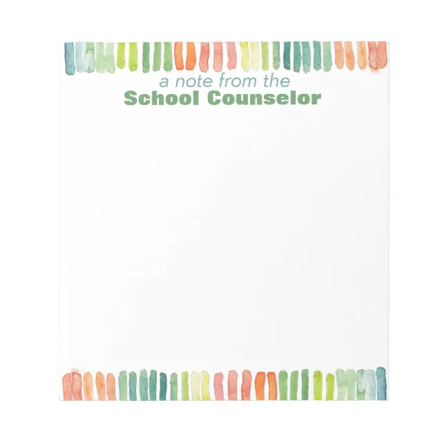 Watercolor School Counselor Note Pad | Zazzle