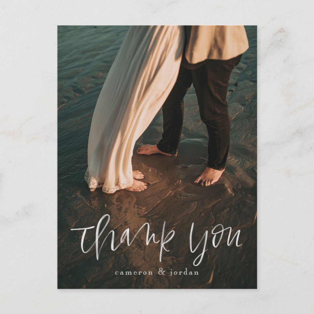 Watercolor Script Thank You Portrait Postcards | Zazzle