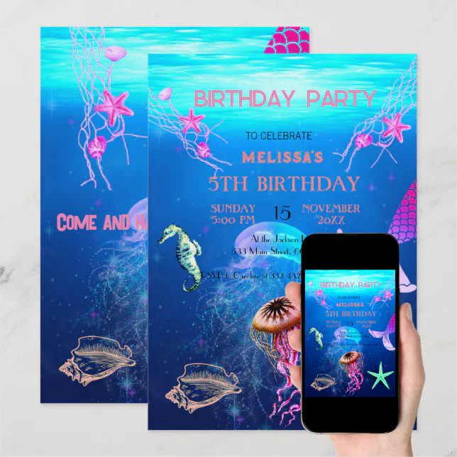 Watercolor Sea Animals Birthday Party Invitation | Zazzle