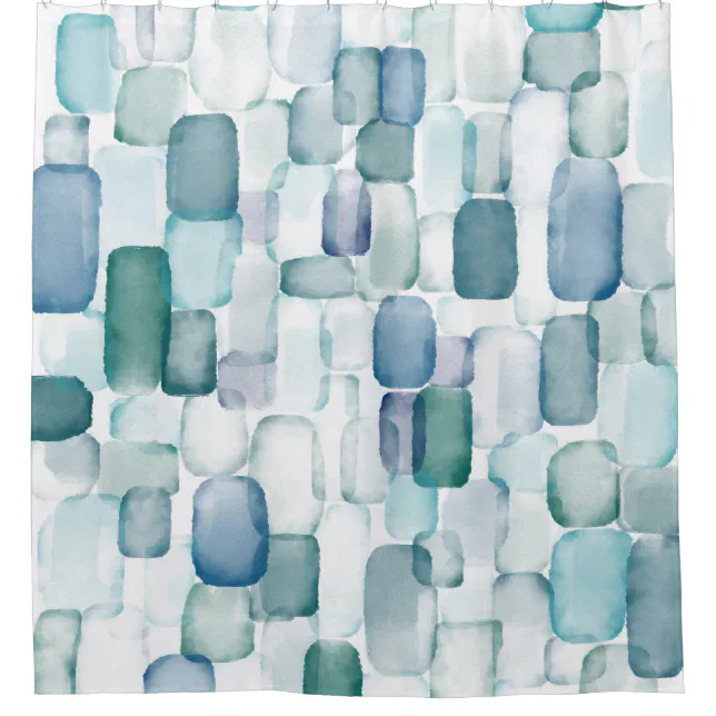 Watercolor Sea Glass Shower Curtain | Zazzle