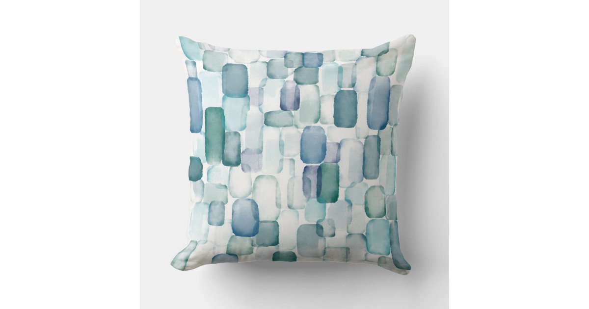 Watercolor Sea Glass Throw Pillow | Zazzle