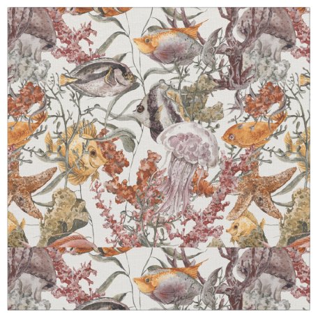 Watercolor Starfish Purple Pattern Fabric | Zazzle