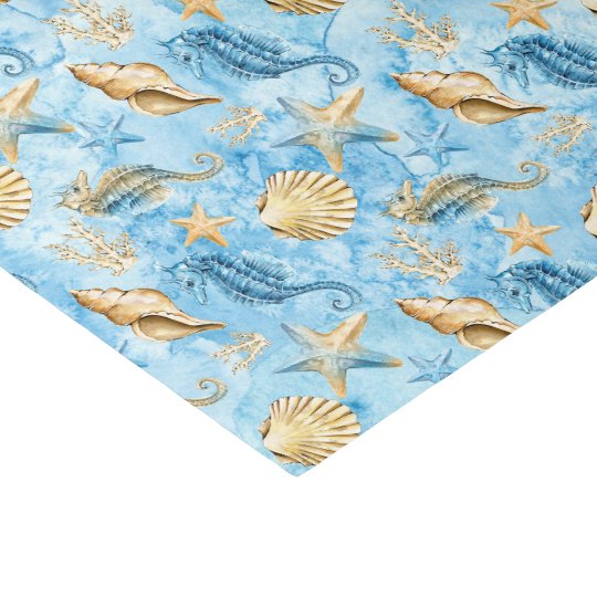 Watercolor Sea Life Pattern Shells Starfish Ocean Tissue Paper | Zazzle.com