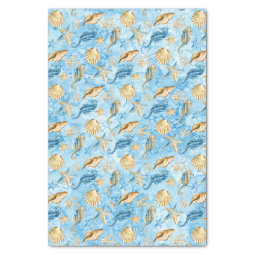 Watercolor Sea Life Pattern Shells Starfish Ocean Tissue Paper | Zazzle
