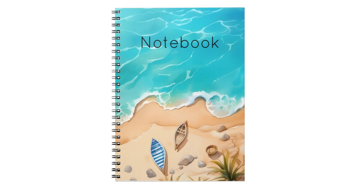 watercolor sea side notebook | Zazzle