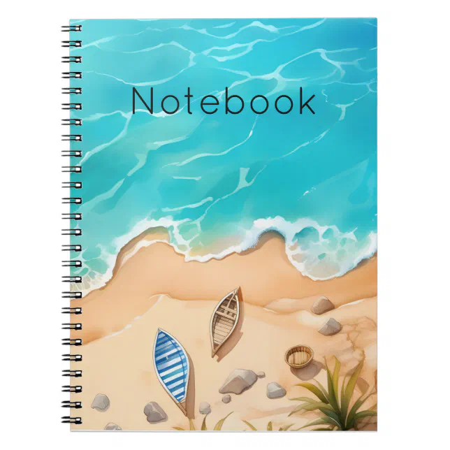 watercolor sea side notebook | Zazzle