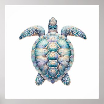 Watercolor Sea Turtle Art Poster | Zazzle