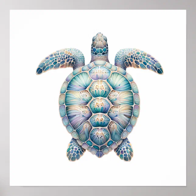Watercolor Sea Turtle Art Poster | Zazzle
