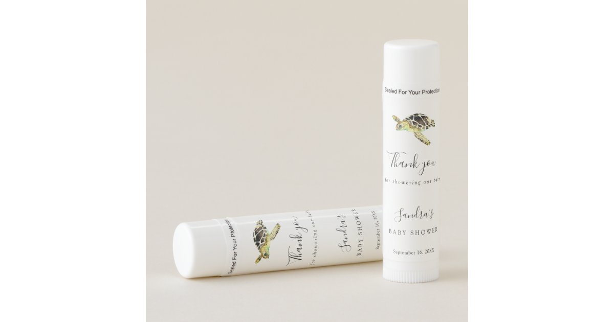 Watercolor Sea Turtle Baby Shower Custom Favor Lip Balm | Zazzle