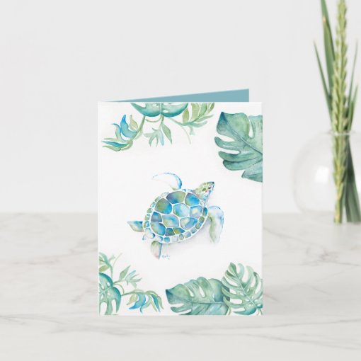 Watercolor Sea Turtle Blank Card | Zazzle
