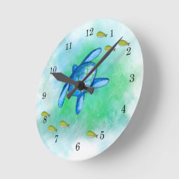 Watercolor Sea Turtle Clock | Zazzle