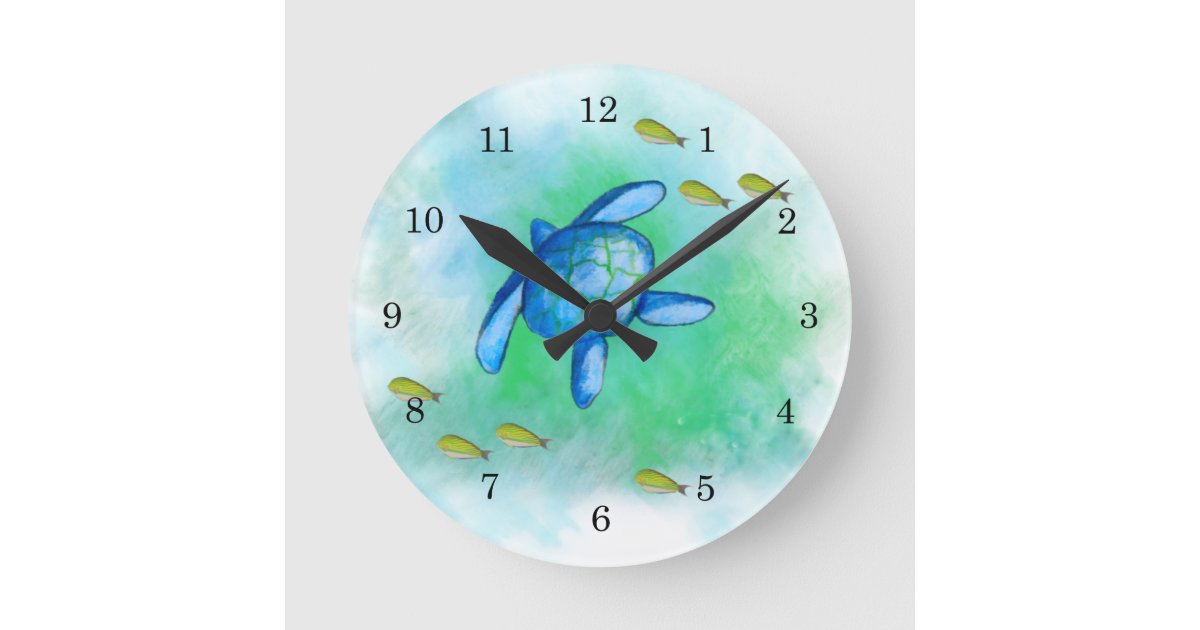 Watercolor Sea Turtle Clock | Zazzle