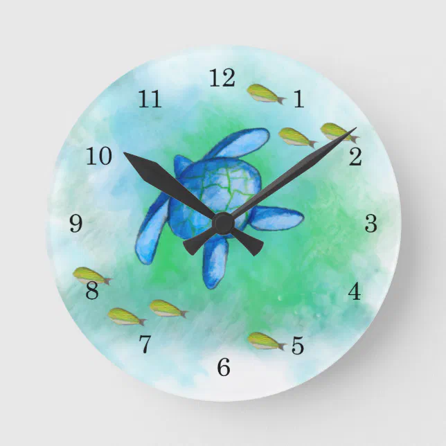 Watercolor Sea Turtle Clock | Zazzle