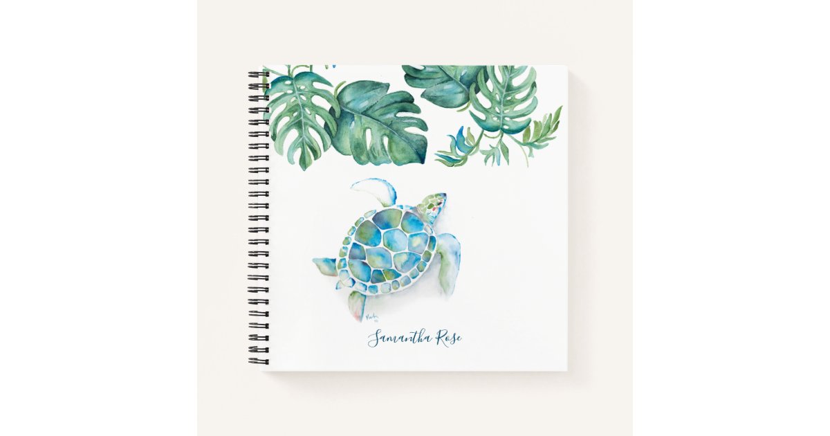 Watercolor Sea Turtle Personalized Journal | Zazzle