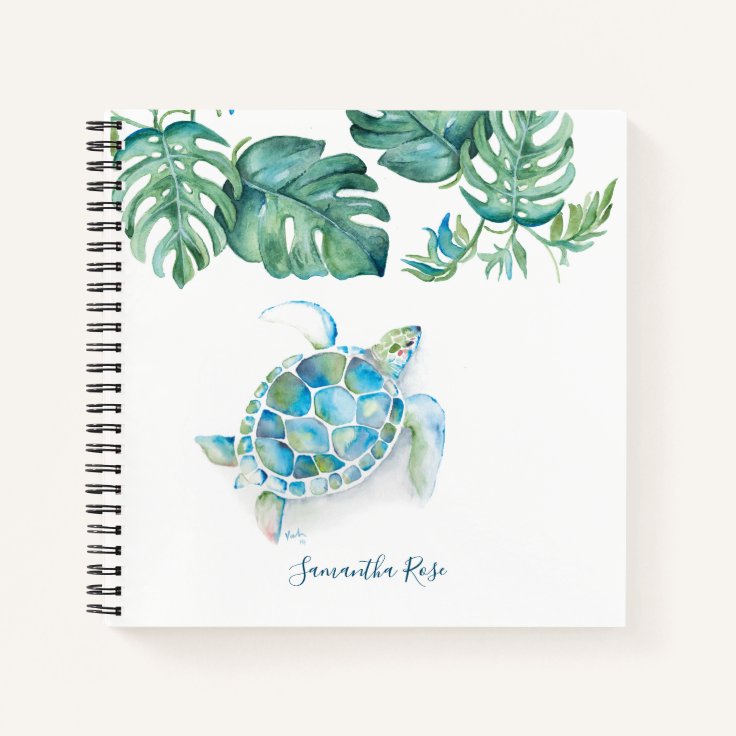 Watercolor Sea Turtle Personalized Journal | Zazzle